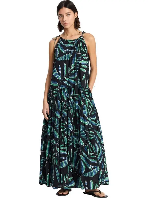 ALBARAY Painterly Palm Maxi Dress - Black