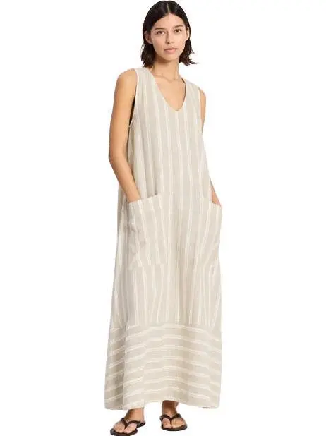 ALBARAY V-neck Stripe Maxi Dress - Cream