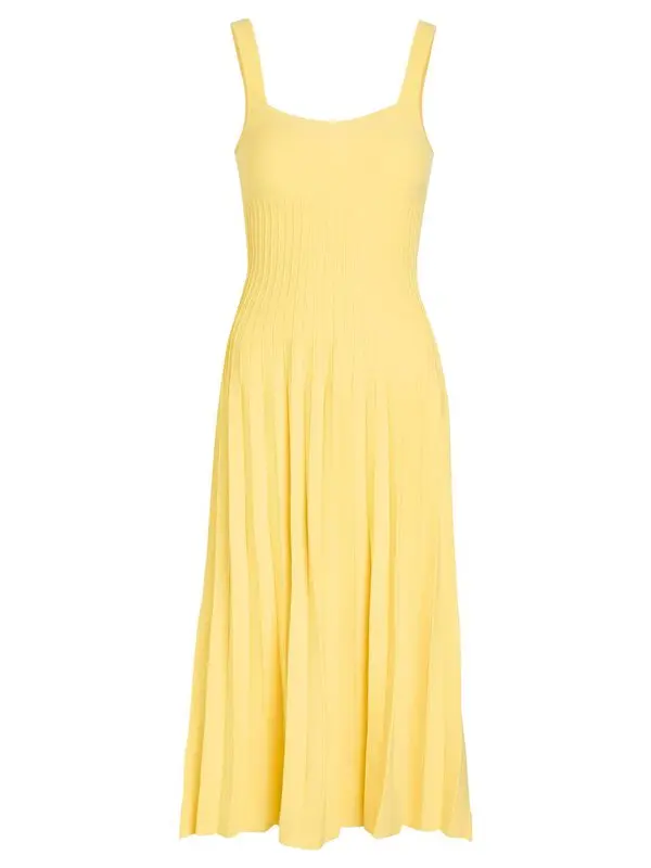 Staud Ellison Knit Midi Dress - Yellow