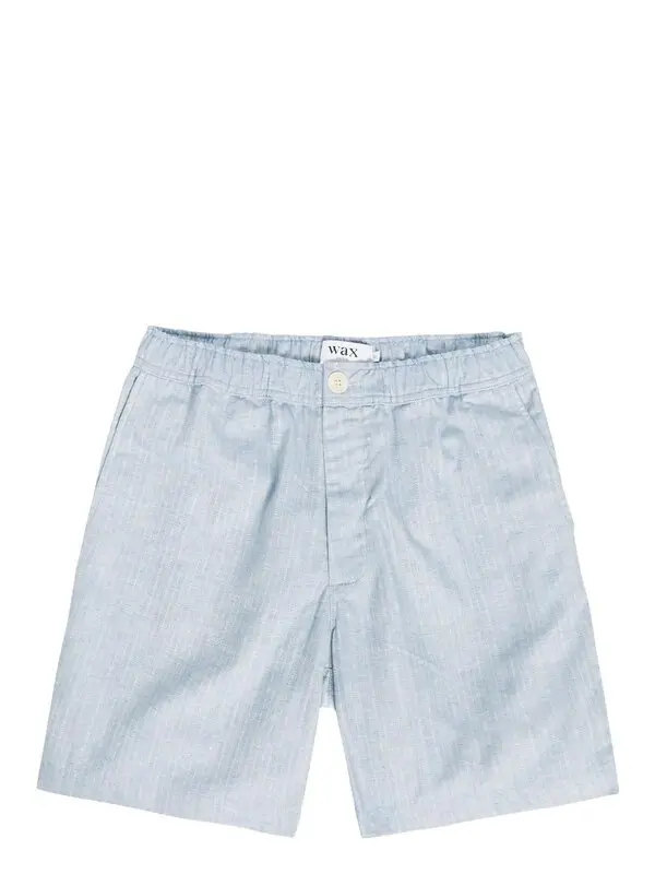 WAX LONDON Striped Cotton And Linen-blend Shorts - Light Blue