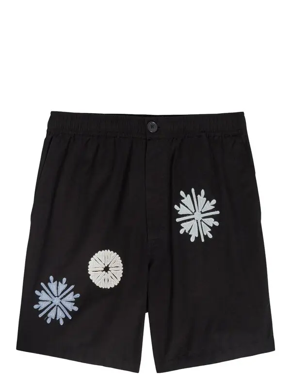 WAX LONDON Embroidered Cotton And Linen-blend Shorts - Black