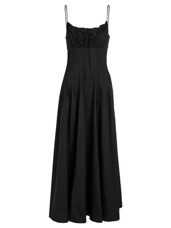 Staud Margi Pintuck Midi Dress - Black