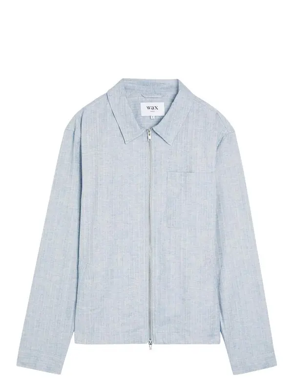 WAX LONDON Eldon Striped Cotton And Linen-blend Jacket - Light Blue