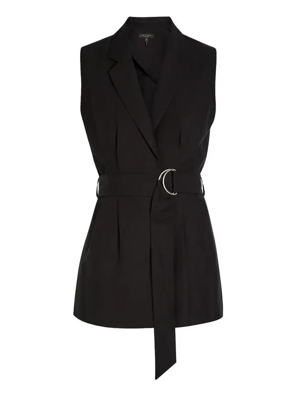 Rag & Bone Mandi Belted Woven Vest - Black
