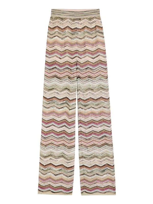 Missoni Chevron Wide-leg Metallic-knit Trousers - Multicoloured