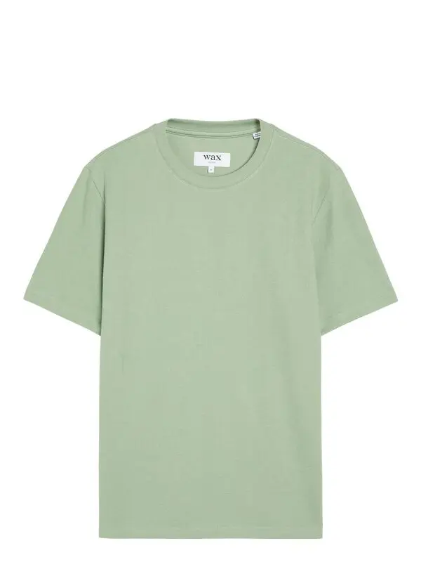 WAX LONDON Dean Textured-knit Cotton T-shirt - Sage