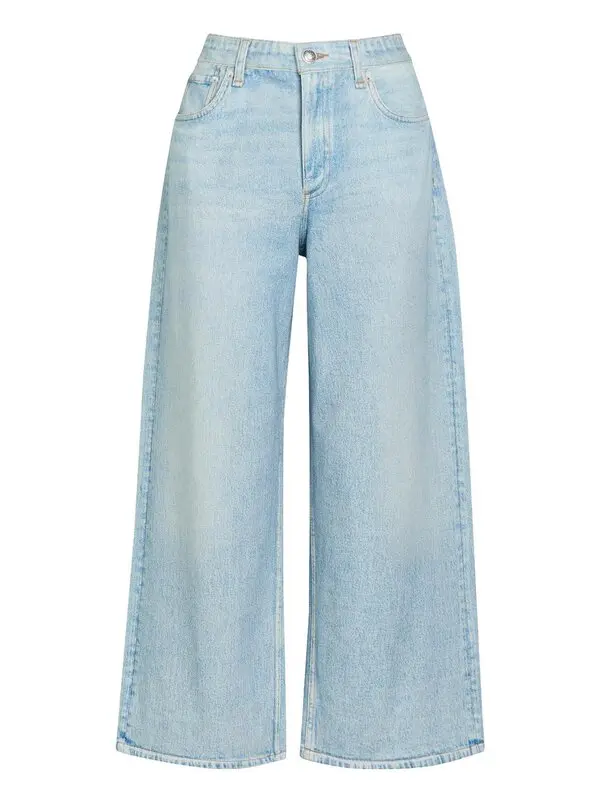 Rag & Bone Andi Denim-print Cotton Trousers - Light Blue