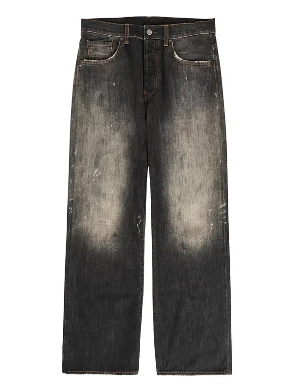 Acne Studios Paint-effect Straight-leg Jeans - Black