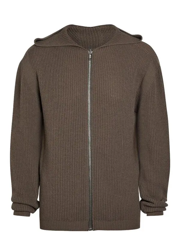 Rick Owens Hooded Ribbed-wool Jumper - Brown