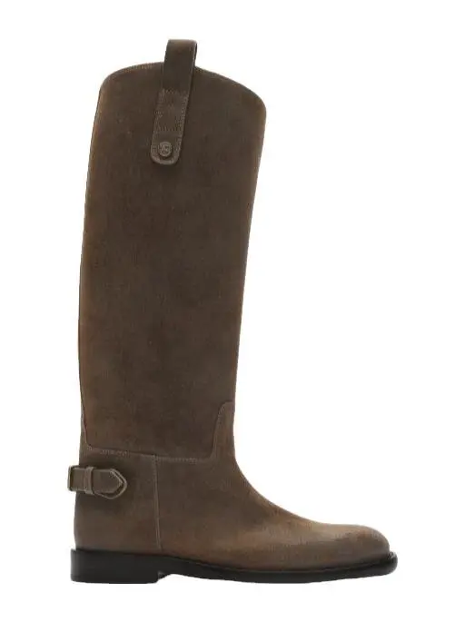 Burberry Suede Cavalier Boots - Brown