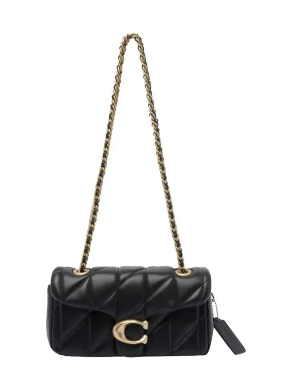 COACH Quilted Shoulder Bag With Chain Strap - Black