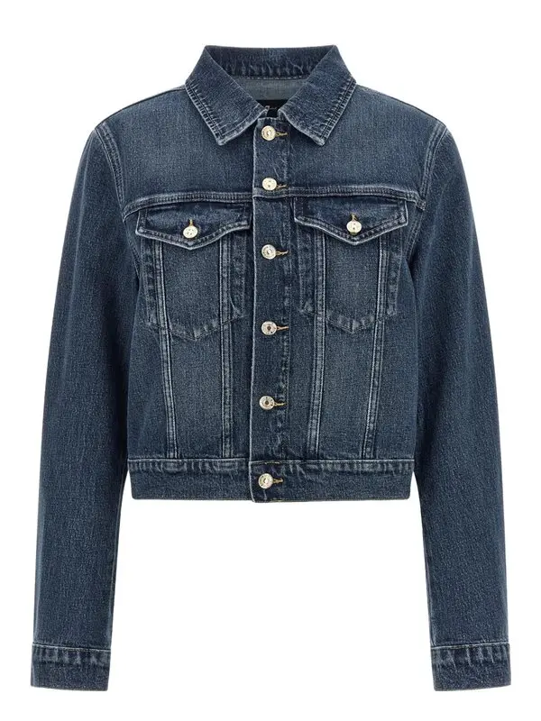 7 For All Mankind Long-sleeve Denim Trucker Jacket - Blue