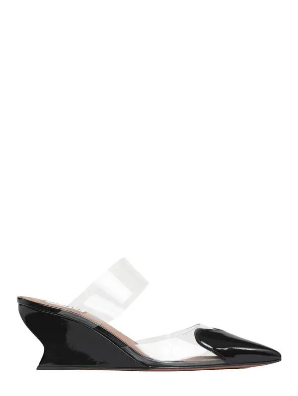 Alaïa Le Coeur Wedge Mules In Patent Leather - Black