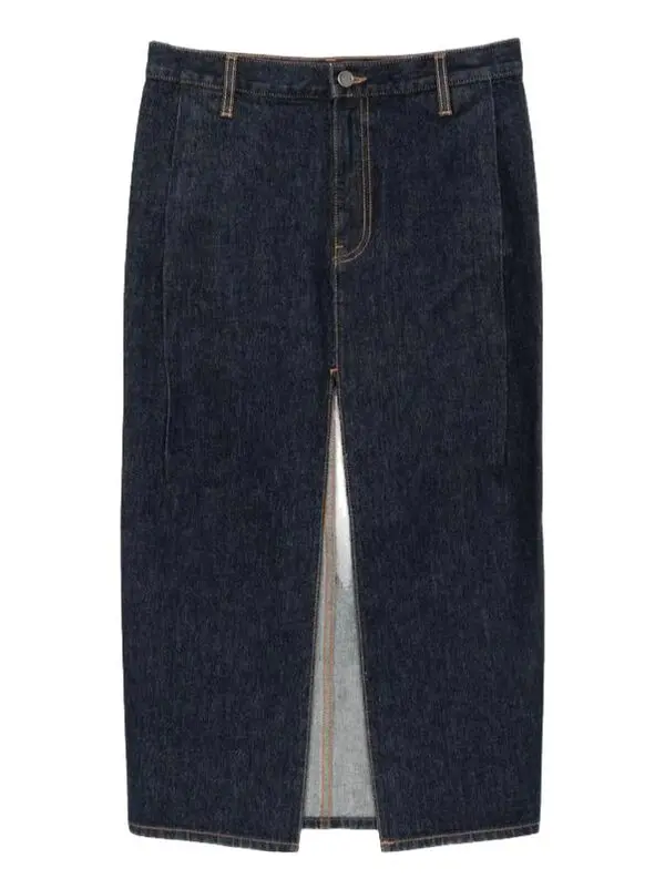 Khaite Front-slit Denim Skirt - Dark Denim