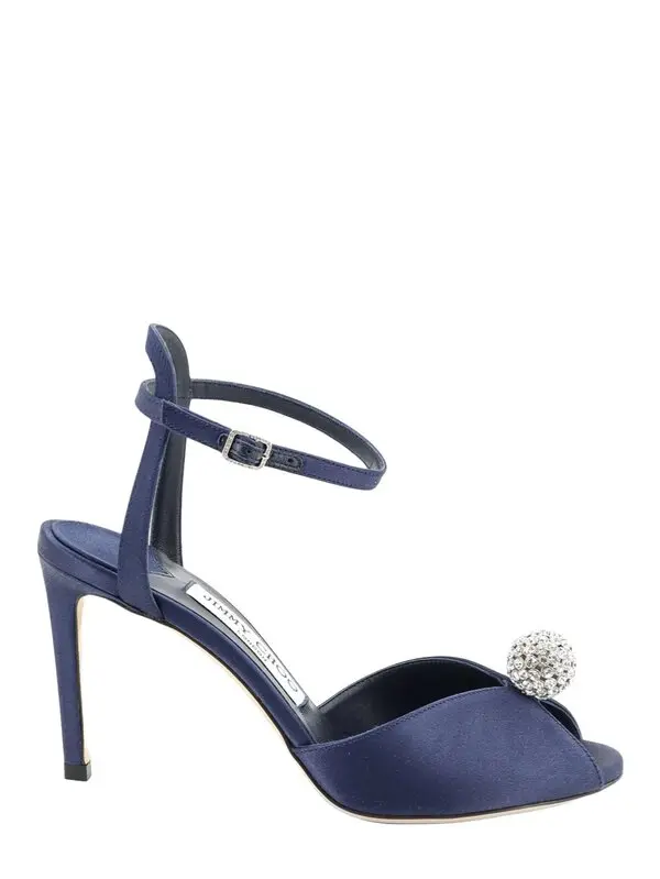 JIMMY CHOO Sacora 85 Embellished Satin Sandals - Blue
