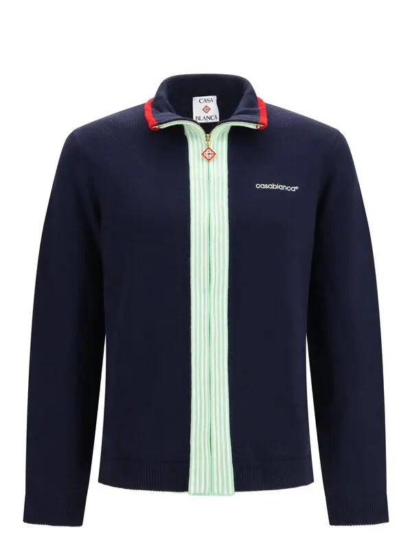 Casablanca Merino Wool Zip-up Sports Jacket - Blue