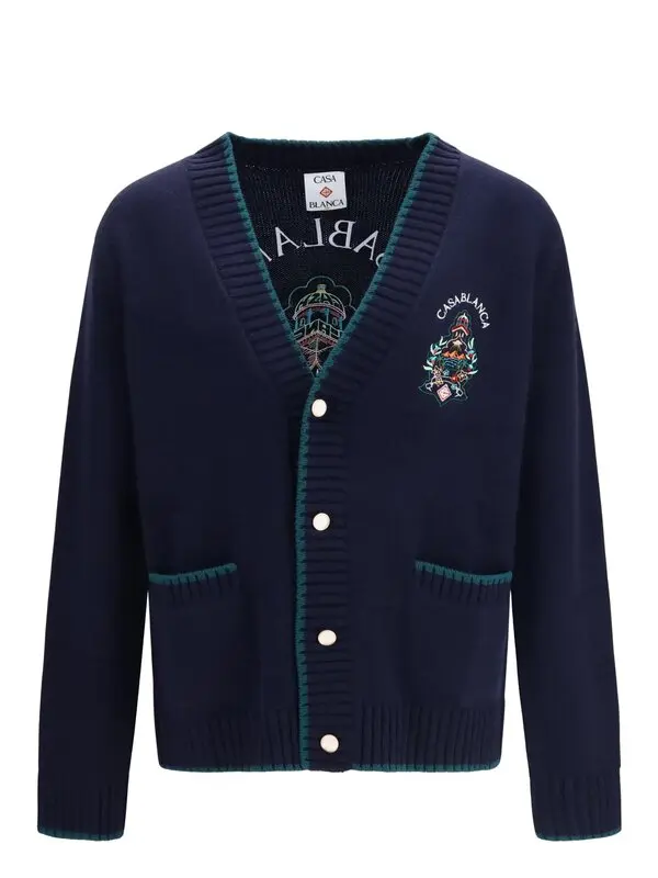 Casablanca Hotel Crest Cardigan - Blue
