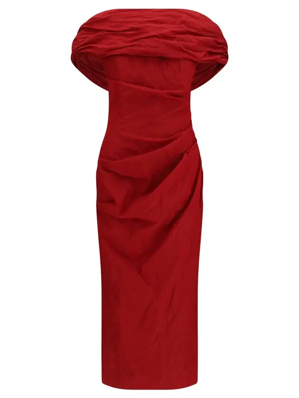 Magda Butrym Off-shoulder Draped Midi Dress - Red