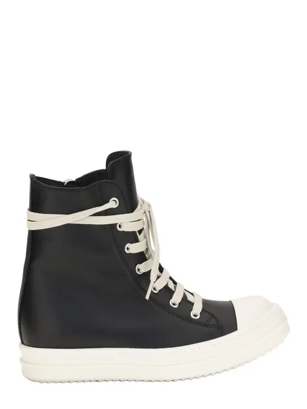 Rick Owens High Top Leather Sneakers - Black