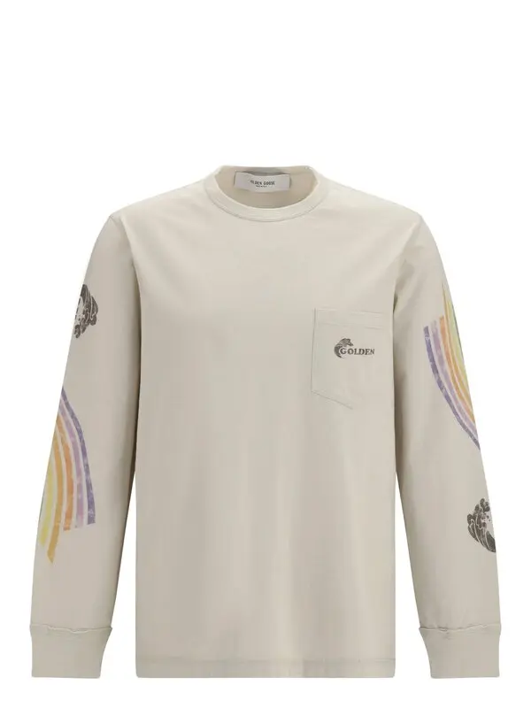 GOLDEN GOOSE Long Sleeve Printed Sweatshirt - Beige