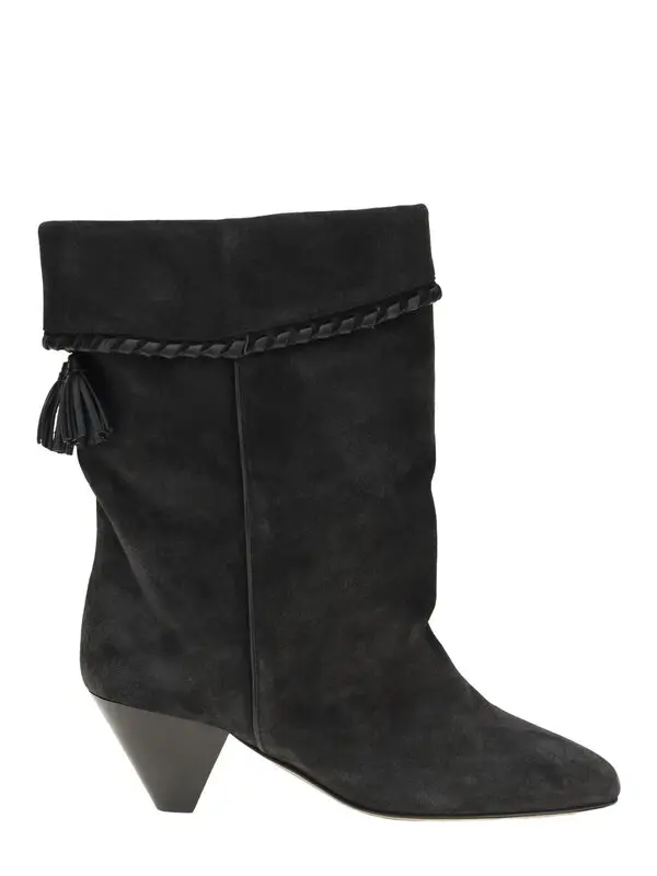 Isabel Marant Étoile Draped Suede Boots With Cone Heel - Black