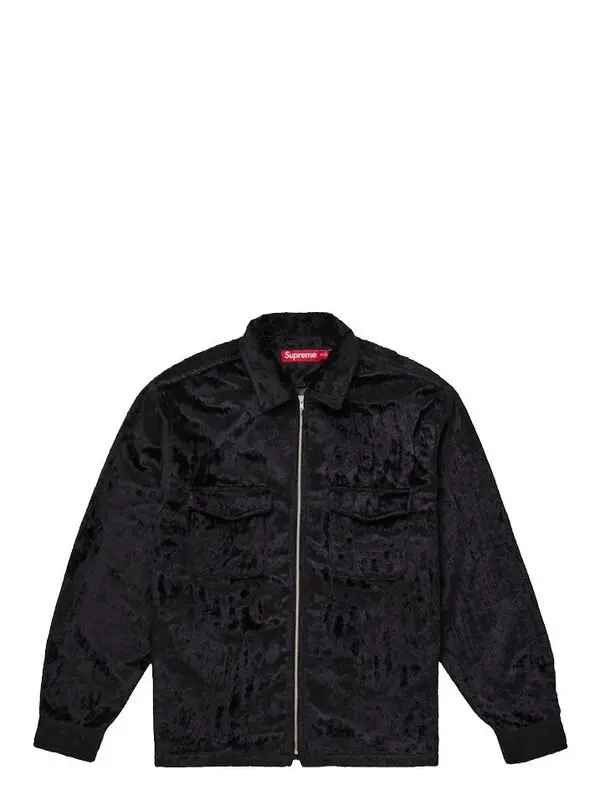 Supreme Faux Fur Zip Up Shirt - Black