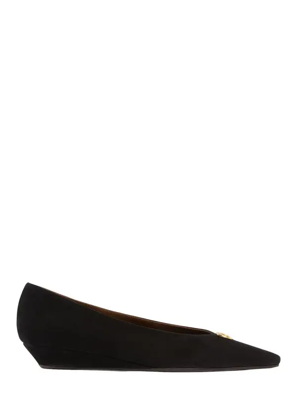 GIUSEPPE ZANOTTI Seal Flat Suede Ballet Flats - Black