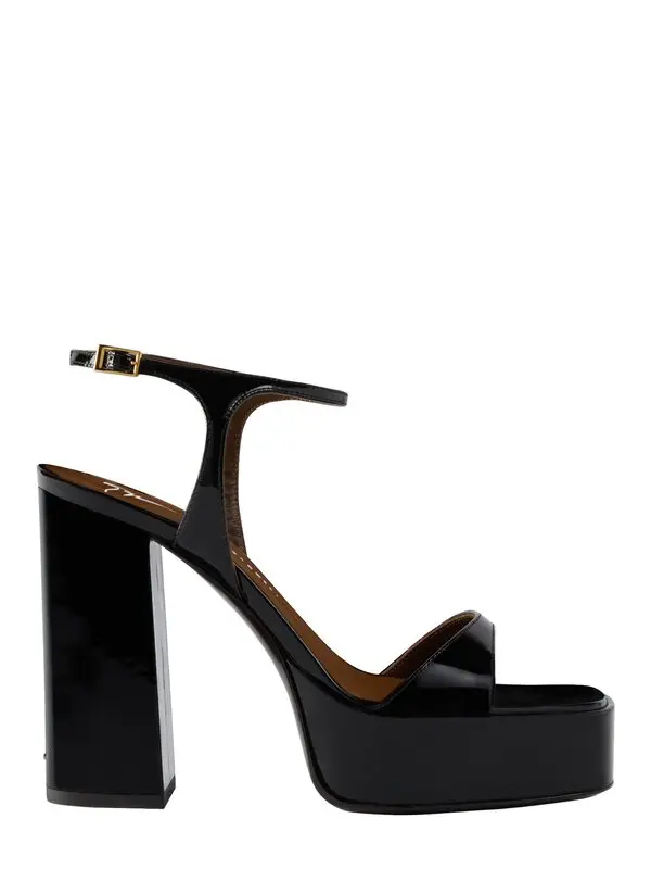 GIUSEPPE ZANOTTI Chérie 115 Patent Leather Platform Sandals - Black