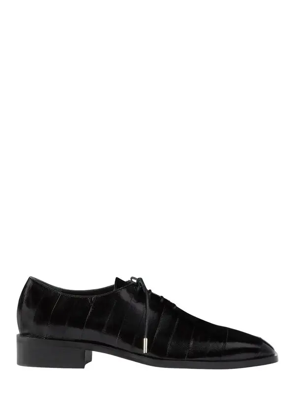 GIUSEPPE ZANOTTI Square-toe Eel Leather Lace-up Shoes - Black