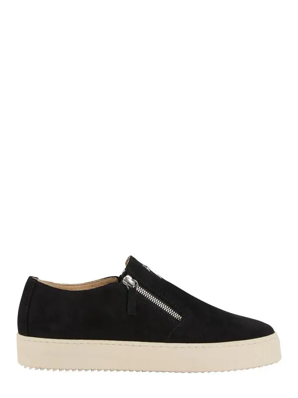 GIUSEPPE ZANOTTI Kobe Velour Slip-on Sneakers With Double Zippers - Black