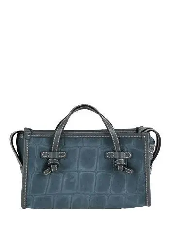 GIANNI CHIARINI Suede And Leather Trimmed Handbag With Crocodile Print - Blue