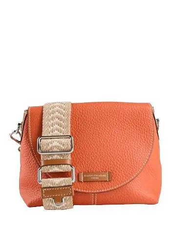 GIANNI CHIARINI Medium Leather Flap Crossbody Bag - Orange