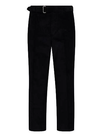 Officine Générale Cotton Elastane Corduroy Belted Pants - Black