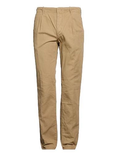 Incotex Cotton Linen Herringbone Darts Straight Leg Trousers - Beige