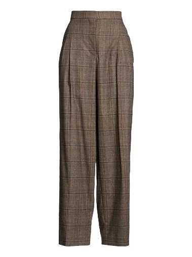 Ba&sh Plaid Wide-leg Darts Pants - Khaki