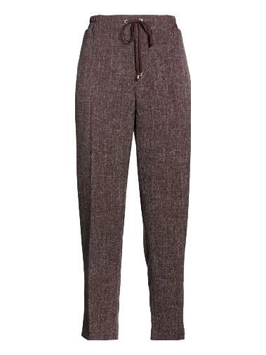 OLTRE Tapered Mélange Tweed Pants With Drawstring Waist - Red