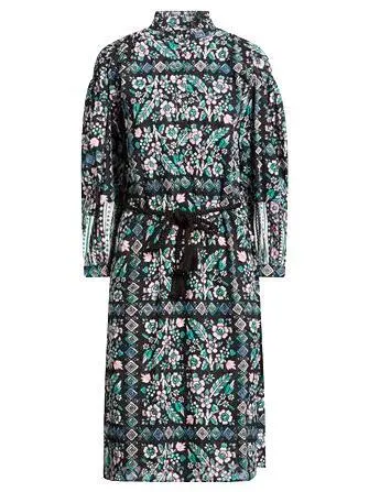 Antik Batik Midi Dress With Floral Print And Belt - Black