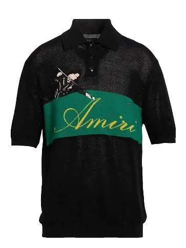 Amiri Wool, Cashmere, Silk, Viscose, And Cotton Jacquard Knit Polo Shirt - Black