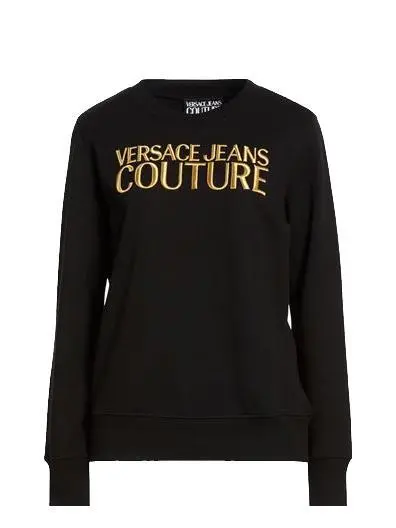 Versace Cotton Sweatshirt With Metallic Logo - Black