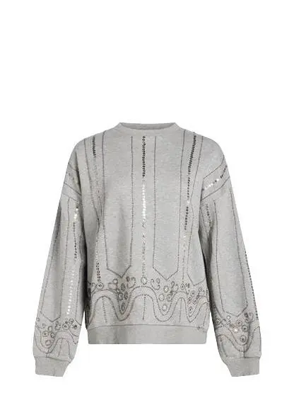 OTTOD'AME Embellished Cotton Sweatshirt - Grey
