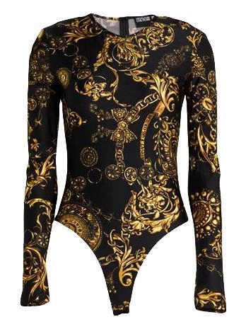 Versace Polyamide & Elastane Bodysuit With Signature Print - Black