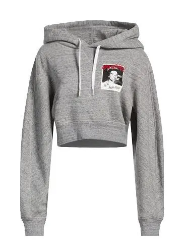 Dsquared2 Cropped Cotton Hoodie With Print - Grey