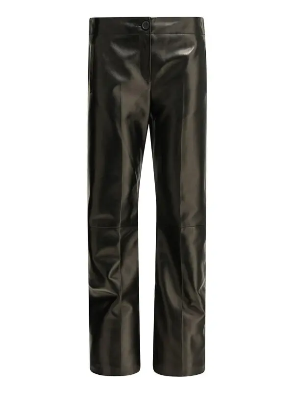Khaite Mita Tailored Lambskin Leather Pants - Black
