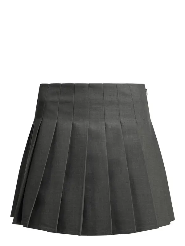 SELF-PORTRAIT Pleated Wool-blend Miniskirt - Grey