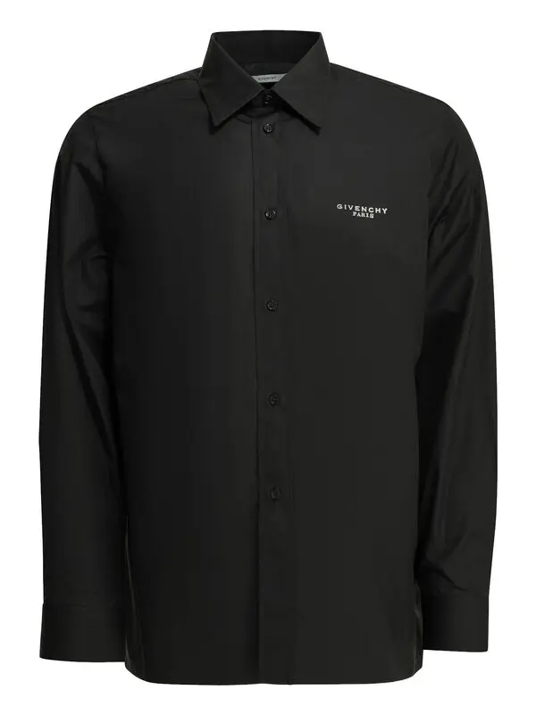 Givenchy Cotton Poplin Shirt With Embroidered Logo - Black
