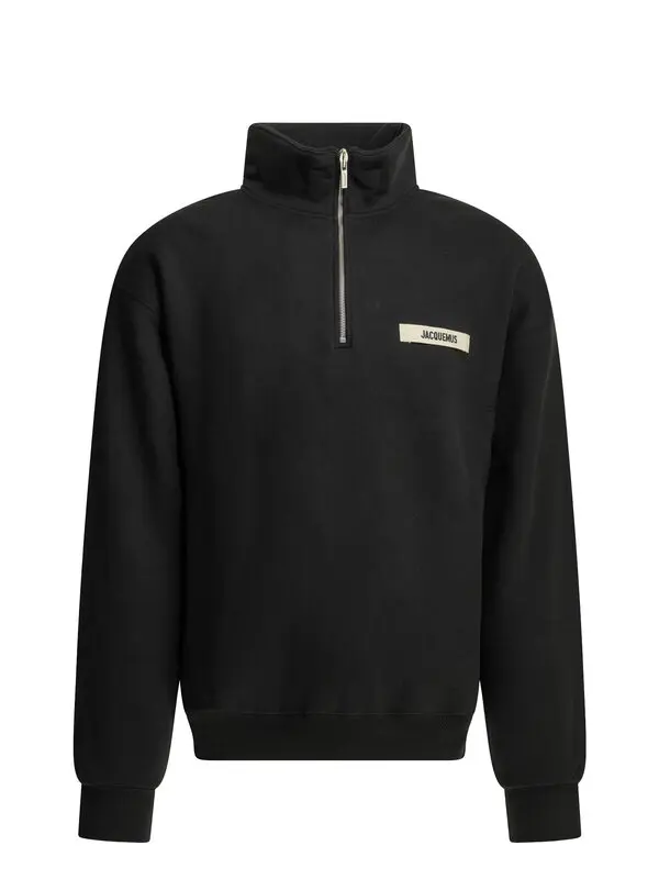 Jacquemus Le Camionneur Gros Grain' Half Zip Sweatshirt - Black