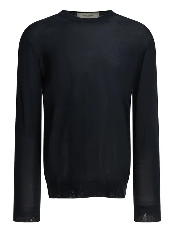 GOLDEN GOOSE Wool Crew Neck Sweater - Blue