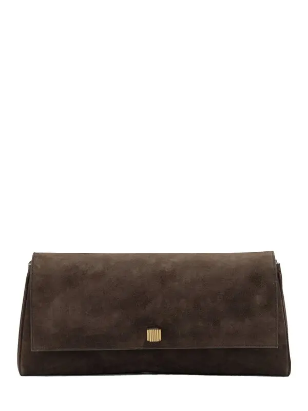 Khaite Audrey Suede Clutch - Brown