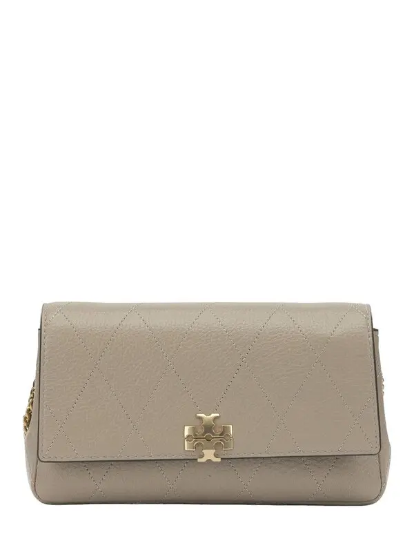 Tory Burch Quilted Leather Crossbody Bag With Gold Tone Hardware - Grey
