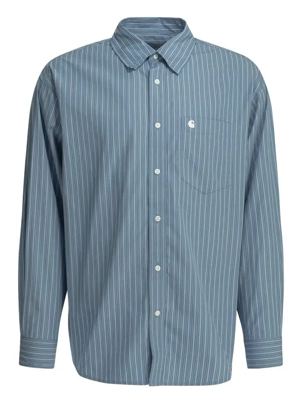 Carhartt Work In Progress Keene Striped Casual Shirt - Light Blue